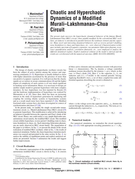 pdf chaotic and hyperchaotic dynamics of a modified murali lakshmanan chua circuit