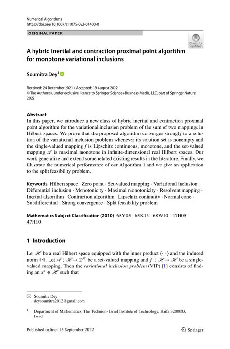 pdf a hybrid inertial and contraction proximal point algorithm for monotone variational inclusions