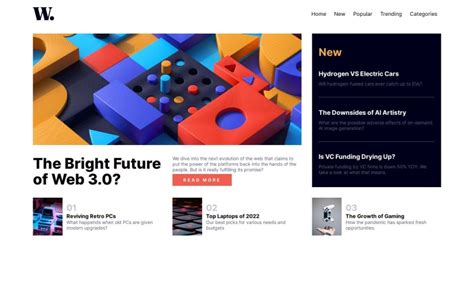 Frontend Mentor News Homepage Mostly With CSS Grid And Open Close