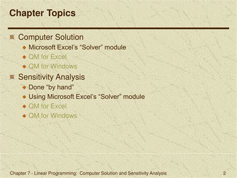 ppt chapter 7 linear programming computer solution and sensitivity analysis powerpoint