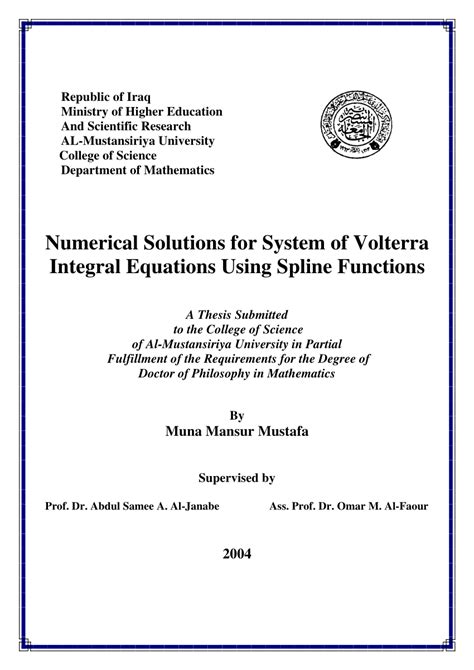 pdf numerical solutions for system of volterra integral equations