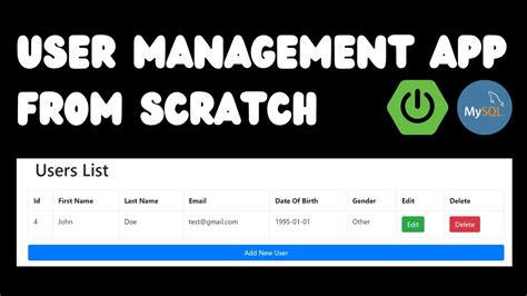1 User Management App CRUD Spring Boot JPA Hibernate MySQL