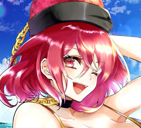 Safebooru 1girl D Arm Up Bangs Bare Shoulders Bikini Black Choker Blue Sky Blush Breasts