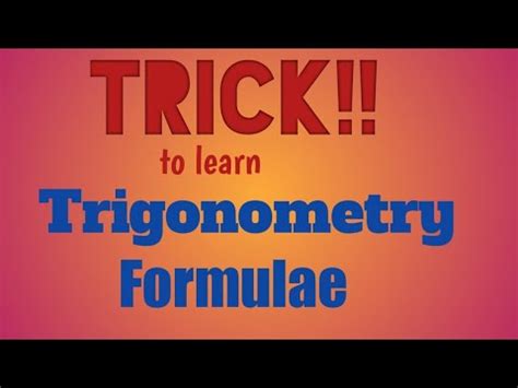 Trick To Learn Trigonometry Formulae YouTube