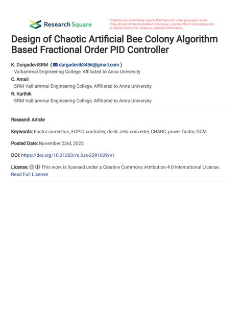 pdf design of chaotic artificial bee colony algorithm based fractional order pid controller