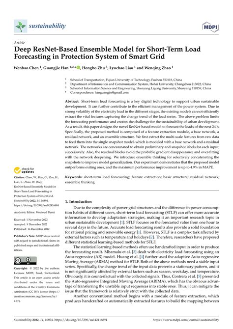 pdf deep resnet based ensemble model for short term load forecasting in protection system of