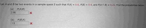 solved let a and b ﻿be two events in a sample space s ﻿such
