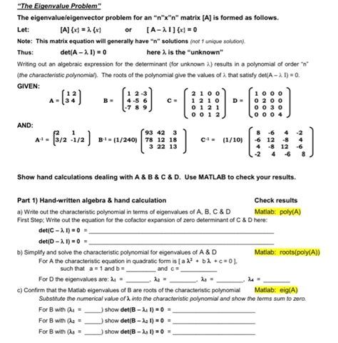 solved the eigenvalue problem the eigenvalue eigenvector