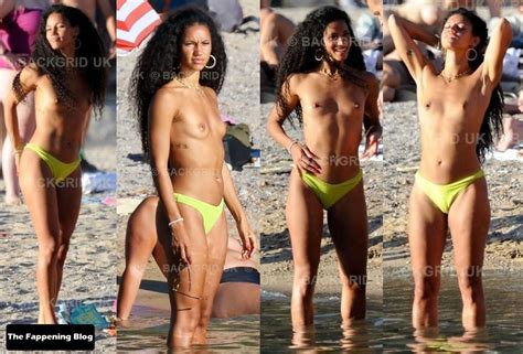 Vick Hope Displays Her Nude Breasts On The Beach In Ibiza 2 Photos Thefappening