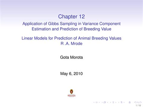 chapter 12 application of gibbs sampling in variance component estimation and prediction of