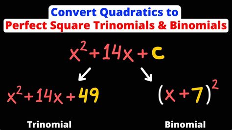 Convert Quadratics To Perfect Square Trinomials Binomials Find C