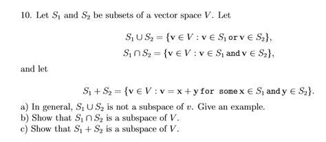 solved let s 1 and s 2 be subsets of a vector space v let