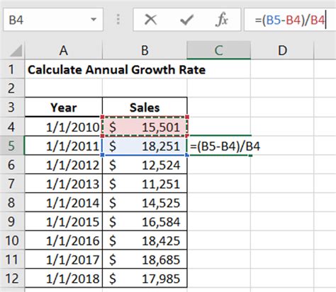 Calculate Annual Growth Rate In Excel Excelbuddy