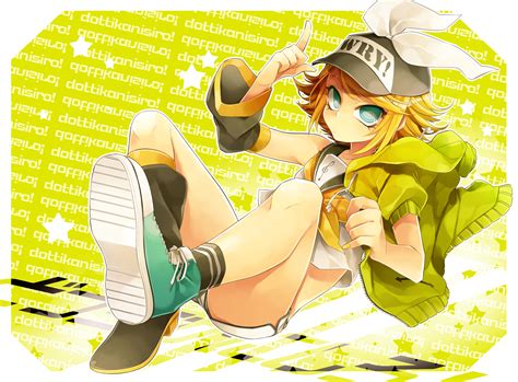 Aqua Eyes Blonde Hair Haruka Haru Hat Kagamine Rin Short Hair Vocaloid