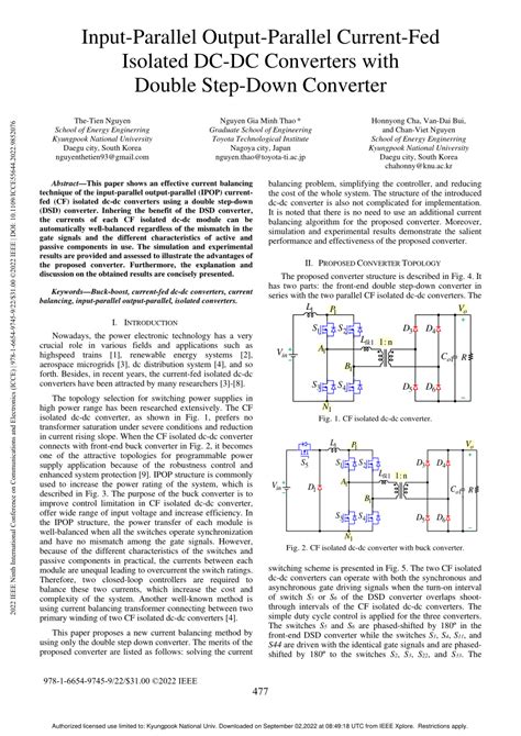 pdf input parallel output parallel current fed isolated dc dc converters with double step down