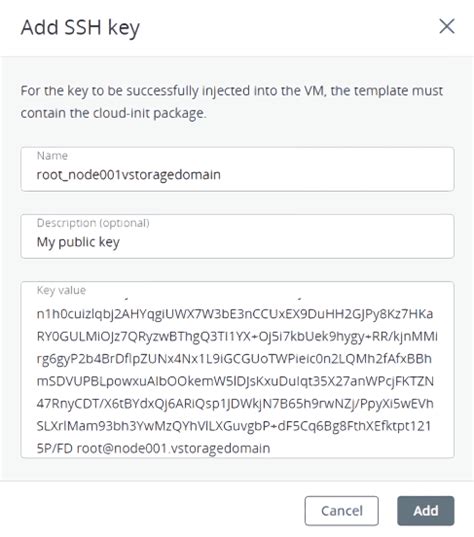 Adding SSH Keys For Virtual Machines Virtuozzo Hybrid Infrastructure