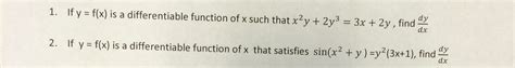 solved 1 if y f x is a differentiable function of x