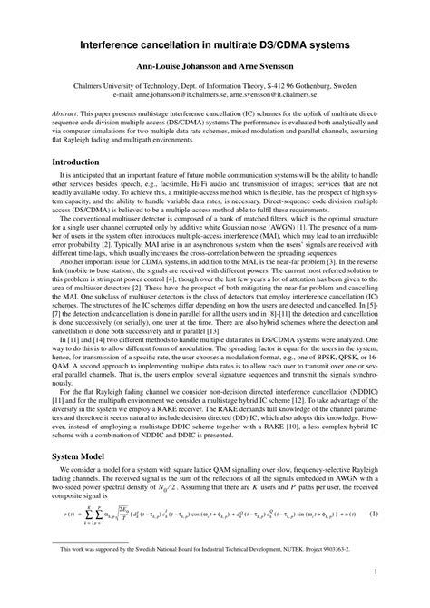pdf interference cancellation in multirate ds cdma systems
