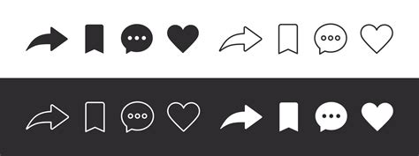 Social Network Signs Set Like Comment Share And Save Icons Social