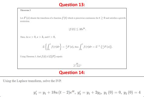 solved question 13 theorem 3 let f s denote the transform