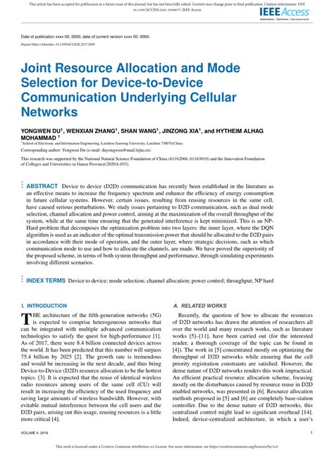 pdf joint resource allocation and mode selection for device to device communication underlying