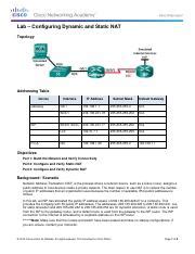 Ch 11 P E Configuring Dynamic And Static NAT Pdf Lab Configuring