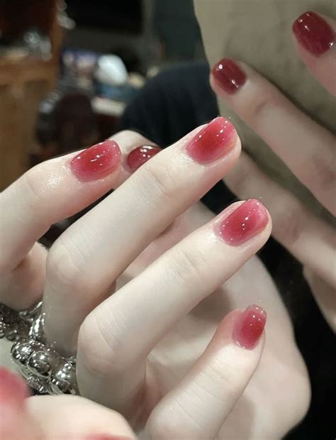 Xiaohongshu Chinese Blush Short Nails Douyin In 2023 Blush Nails Pretty Gel Nails Asian Nails