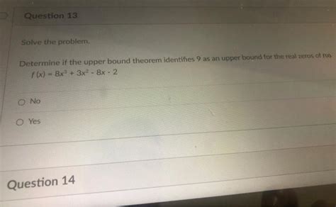 solved determine if the upper bound theorem identifies 9 as