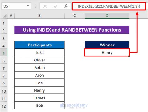 how to randomly select from a list in excel 5 swift methods