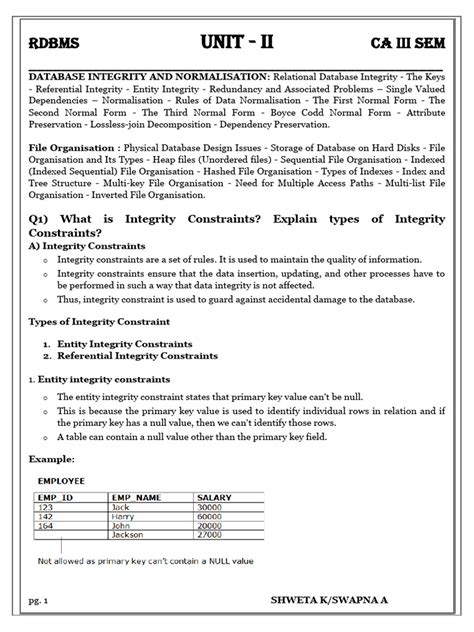 rdbms unit ii 2023 pdf database index relational database