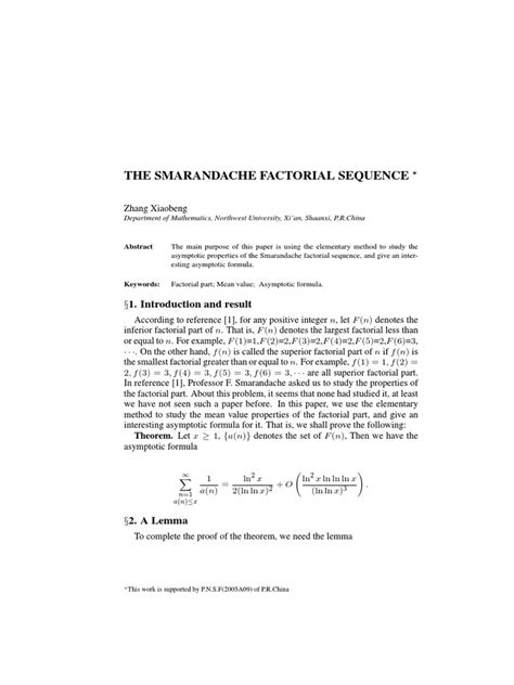 the smarandache factorial sequence pdf sequence functions and mappings