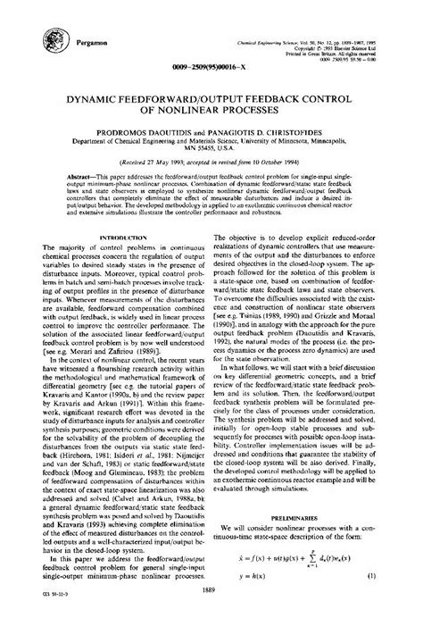 pdf dynamic feedforward output feedback control of nonlinear processes dokumen tips