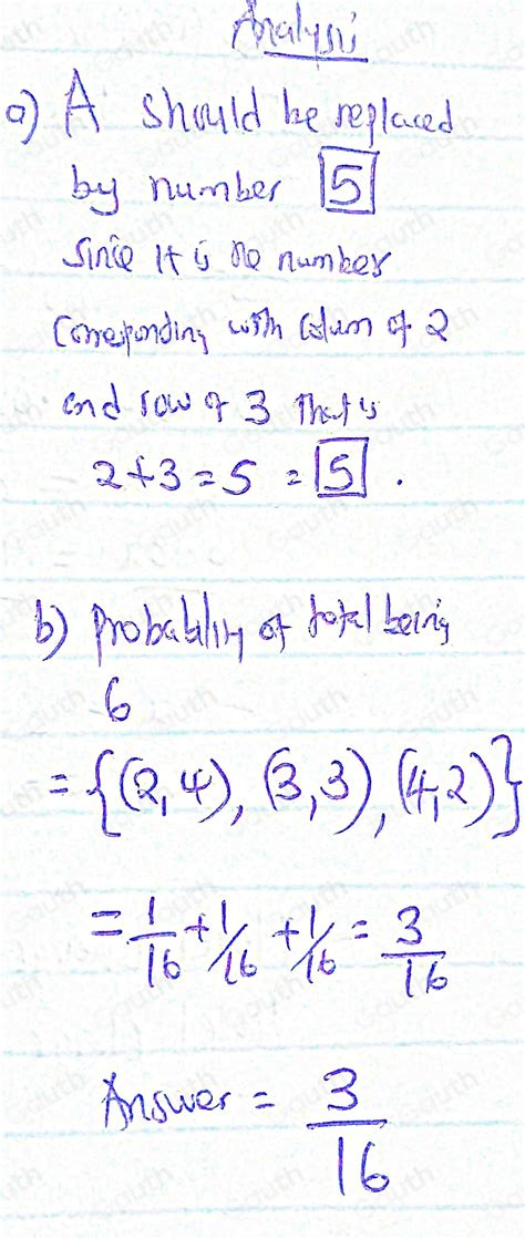 solved bookwork code 5a not allowed the diagram below shows the totals from adding together