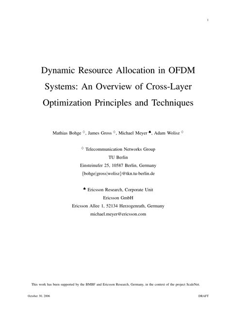 pdf dynamic resource allocation in ofdm systems an overview of cross layer optimization