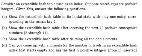 consider an extendible hash table used as an index