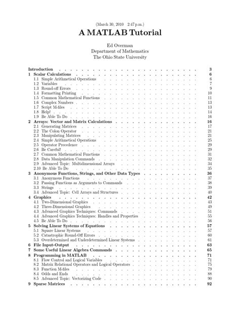 matlab tutorial pdf matrix mathematics numerical analysis
