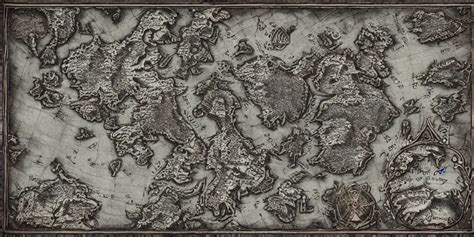 Ancient Map Of A Fantasy Land Hand Drawn Ornate Stable Diffusion