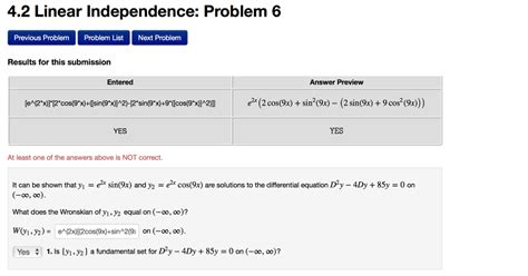 solved 4 2 linear independence problem6 previous problem