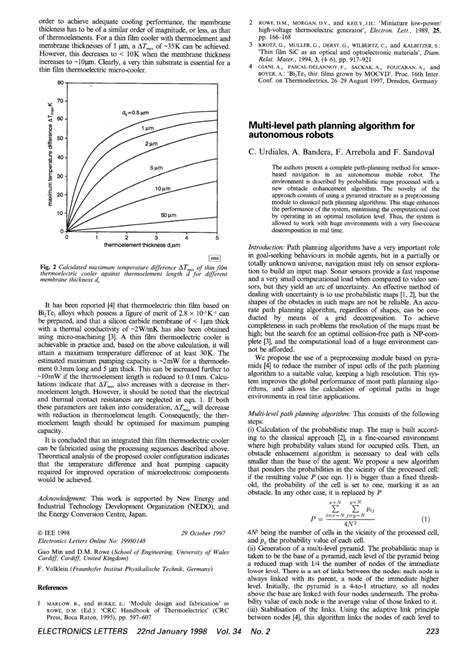 pdf multi level path planning algorithm for autonomous robots