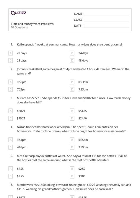 Money Questions For Class 2 Learn And Solve Questions Worksheets