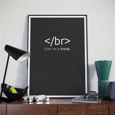 br code print art print for geeks web designers wall art decor office quote computer coding