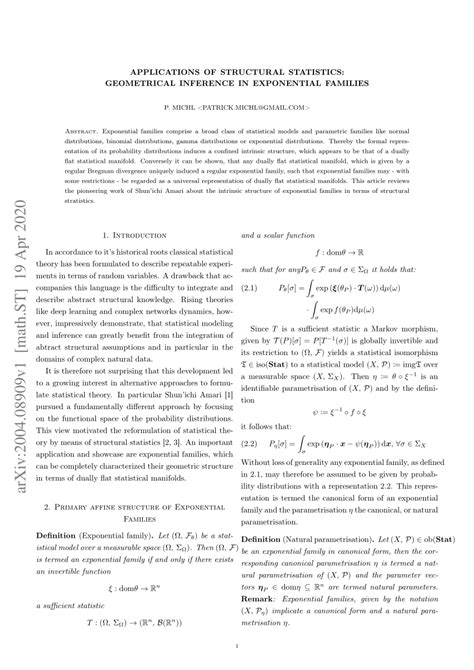 pdf applications of structural statistics geometrical inference in exponential families