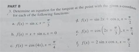 solved part b 3 determine an equation for the tangent at