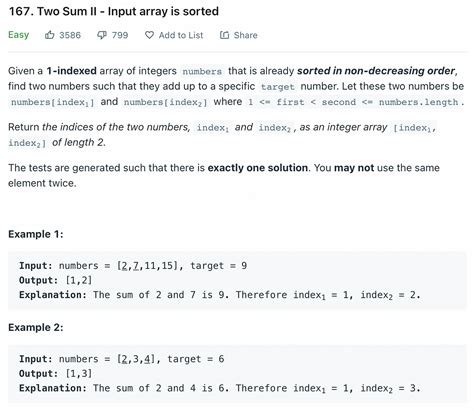 leetcode 167 two sum ii — input array is sorted tseng chia ching medium