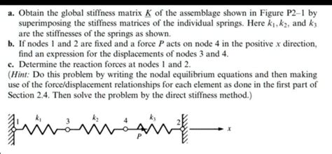 solved a obtain the global stiffness matrix k of the assemblage shown in figure p2 1 by