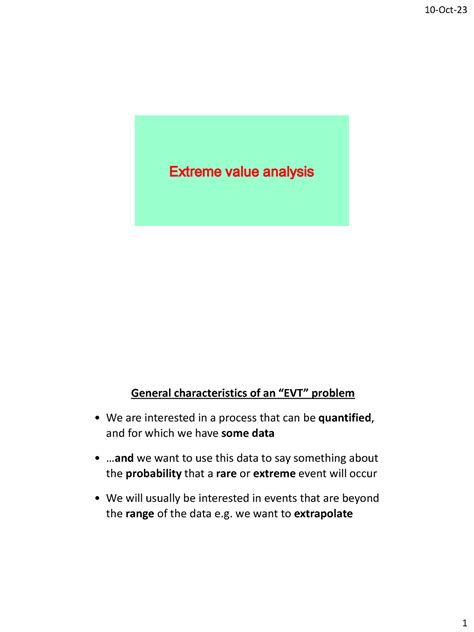 lecture 2c extremevalue analysis extreme value analysis general characteristics of an “evt