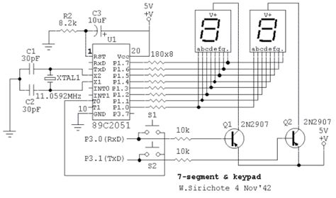 At89c20514051 Scanning 7 Segment Display And Keypad Electronic Microcontroller Based