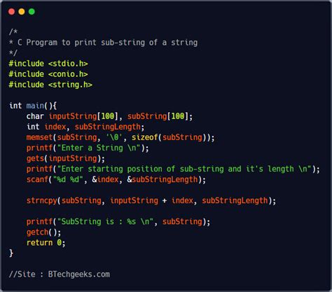 Get Substring C C Program To Fetch A Substring From A String BTech