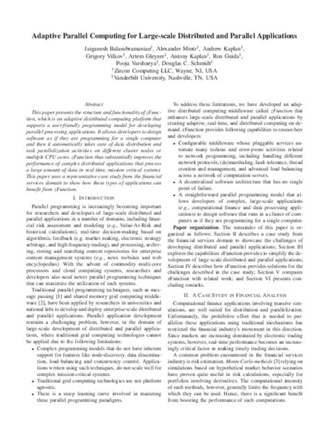pdf adaptive parallel computing for large scale distributed and parallel applications