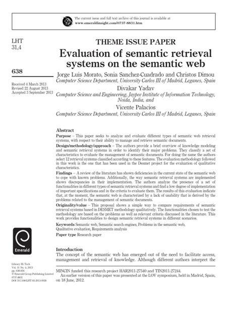 evaluating the effectiveness of semantic retrieval systems in managing semantic documents pdf